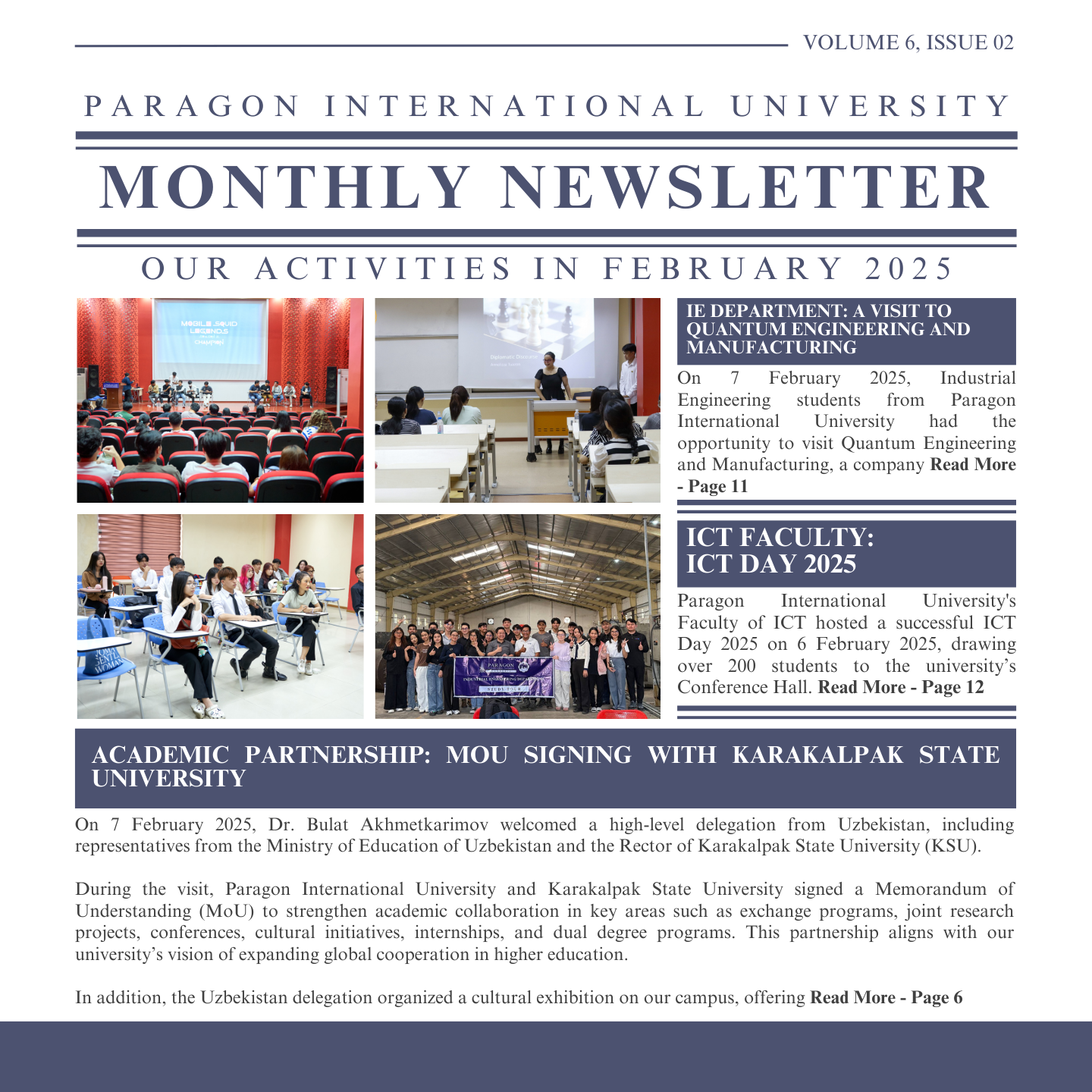 Monthly Newsletter: February Newsletter - Paragon International University