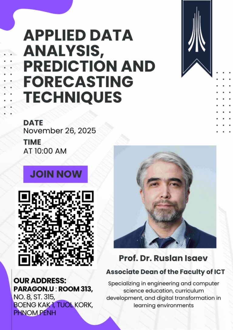 Applied Data Analysis, Prediction, and Forecasting Techniques. - Paragon International University